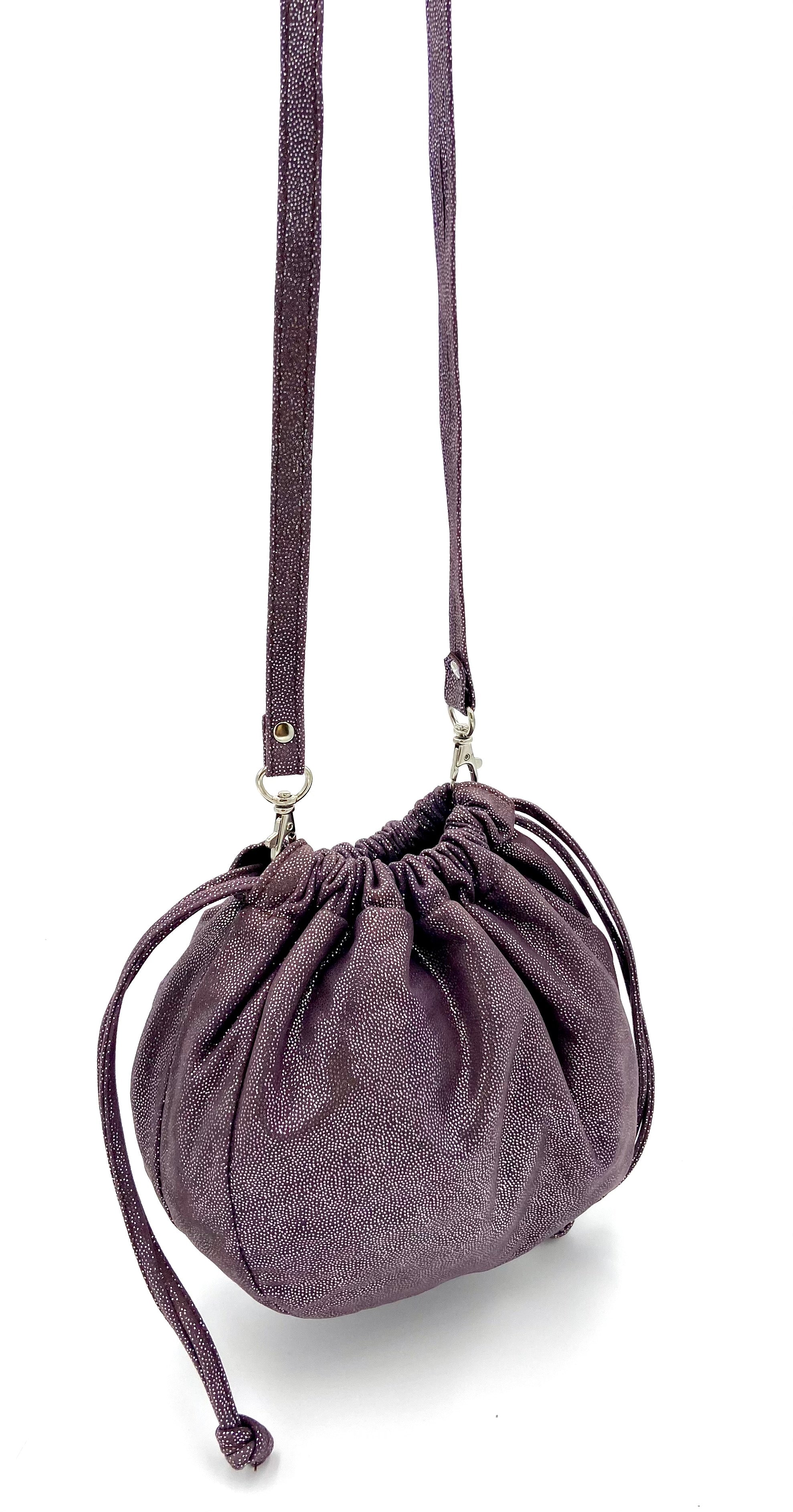 Metallic Olivia Drawstring Bag - Lilac Glitter – ZPRAHY
